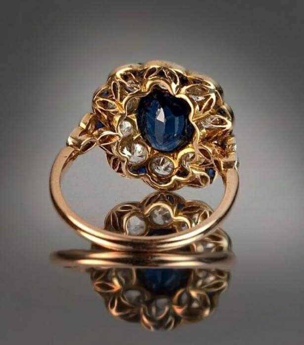 Antique Victorian Blue Sapphire and American Diamond Ring/ - Etsy