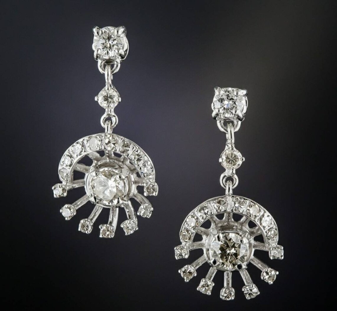 Victorian Dramatic Diamond Teardrop Earrings, Handmade Earrings ...