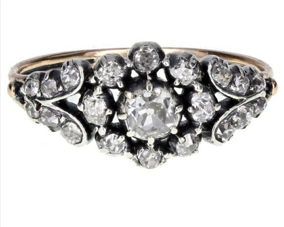 Antique Victorian and Diamond Cluster Ring - Etsy