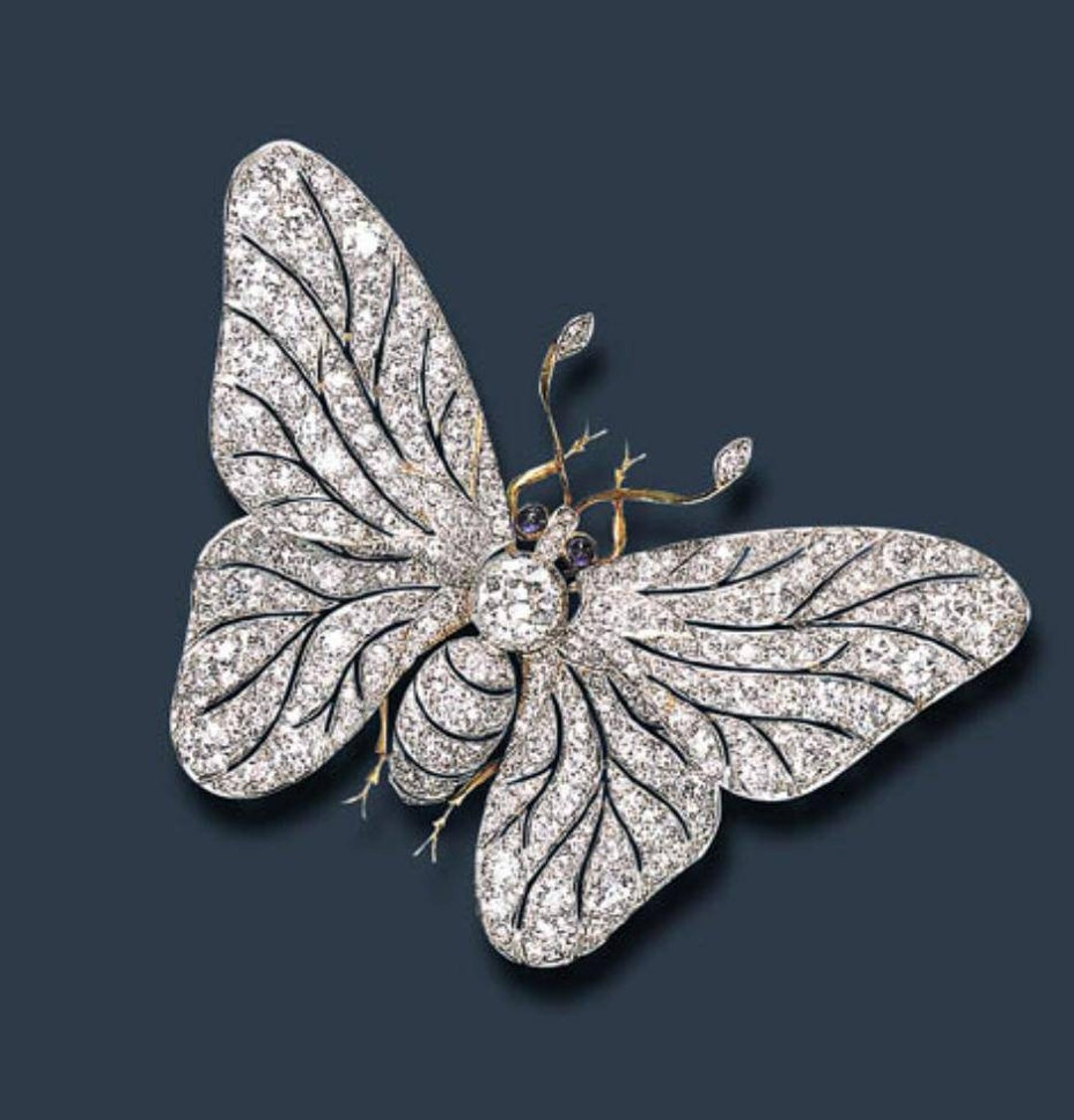 Handmade Sterling Silver Butterfly Brooch: American Diamond & Amethyst ...