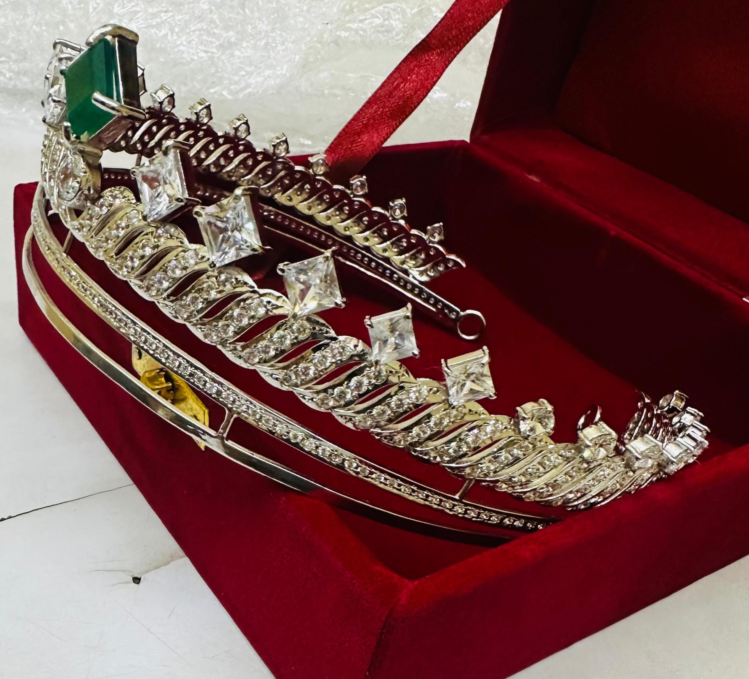 Wedding Emerald and Zircon Tiara, Bridal Tiara Sterling Silver Handmade ...