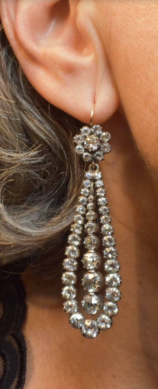 Victorian Dramatic Diamond Teardrop Earrings, Handmade Earrings ...