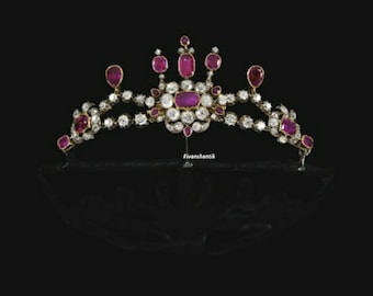 Wedding Ruby Tiara Bridal Tiara Sterling Silver Handmade | Etsy