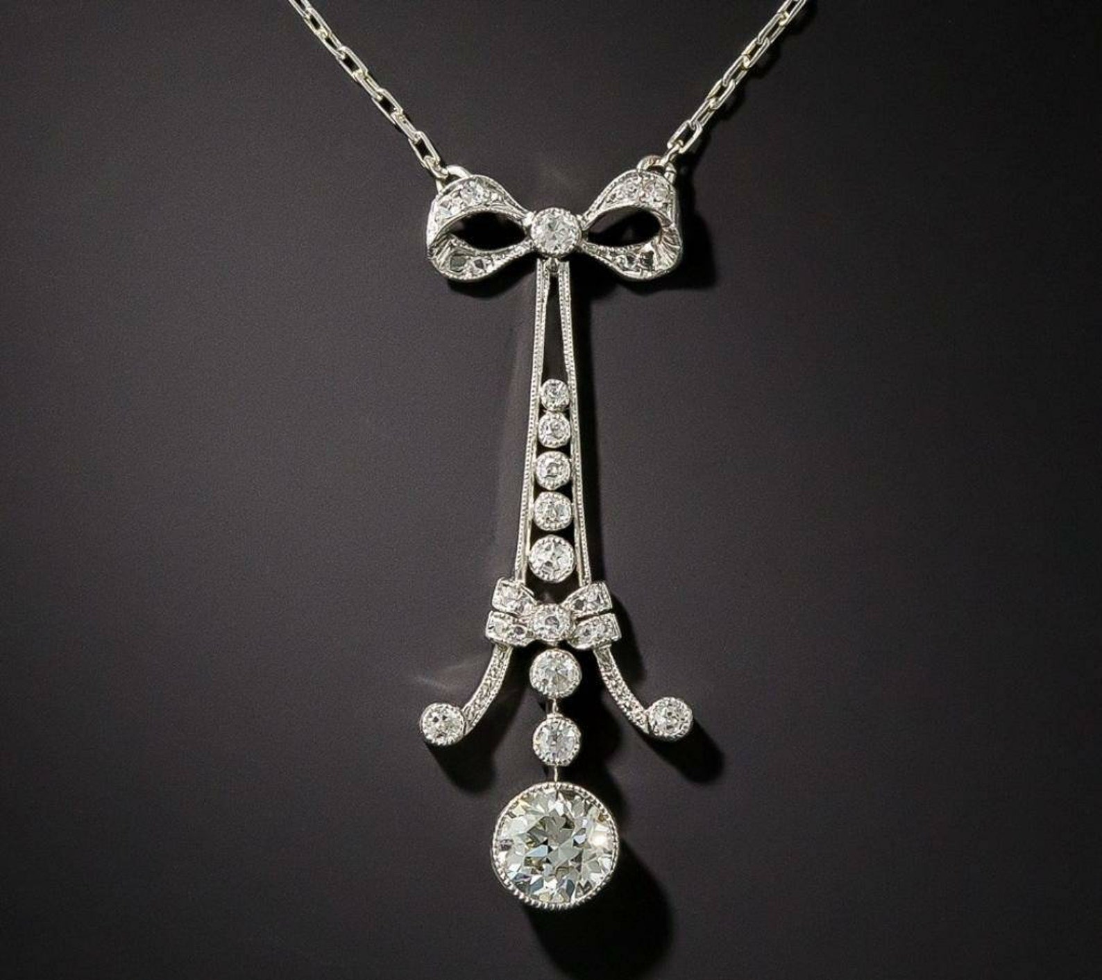 Handmade Bow Pendant/ Rose Cut Diamond and Silver Bow Pendant - Etsy