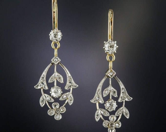 Victorian Dramatic Dangle Diamond Earrings Handmade Earrings - Etsy