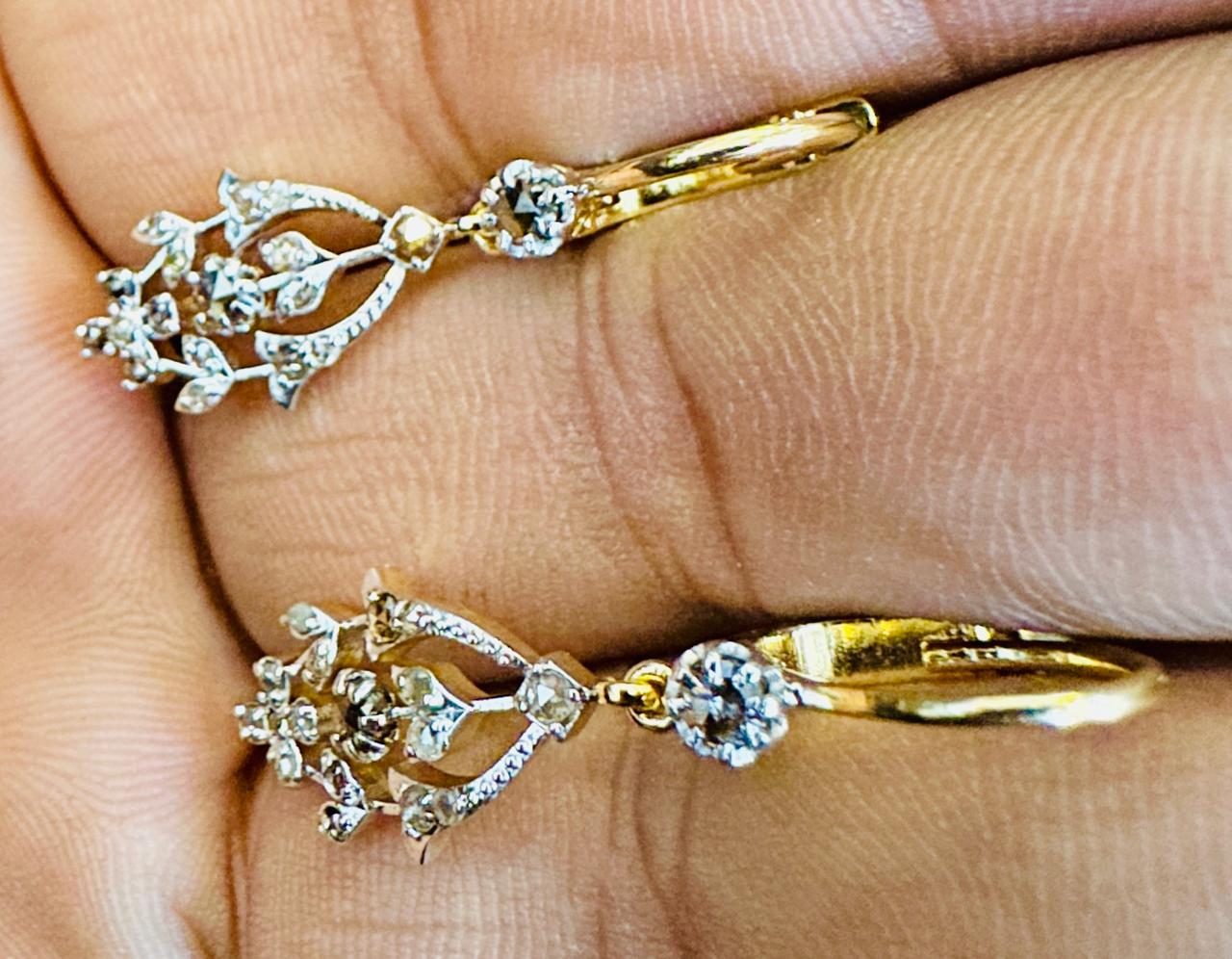 Victorian Rose Cut Diamond Dangle Earrings: Sterling Silver Wedding ...