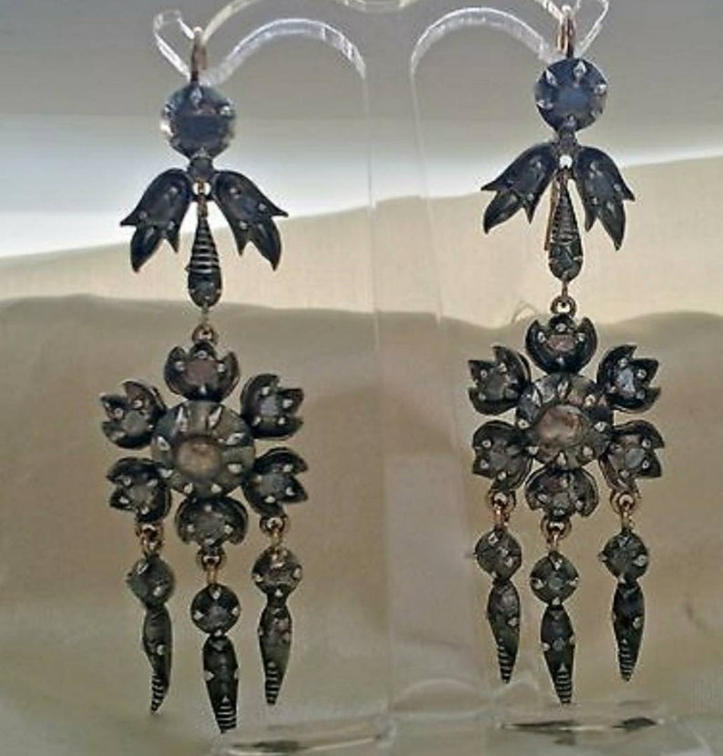 Victorian Dramatic Diamond Dangle Earrings, Handmade Earrings /wedding ...
