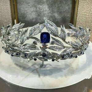 Wedding Blue Sapphire Tiara, Bridal Tiara Sterling Silver Handmade ...