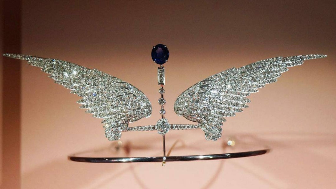 Blue Sapphire Wings Wedding Tiara: Sterling Silver Zircon Crown - Etsy