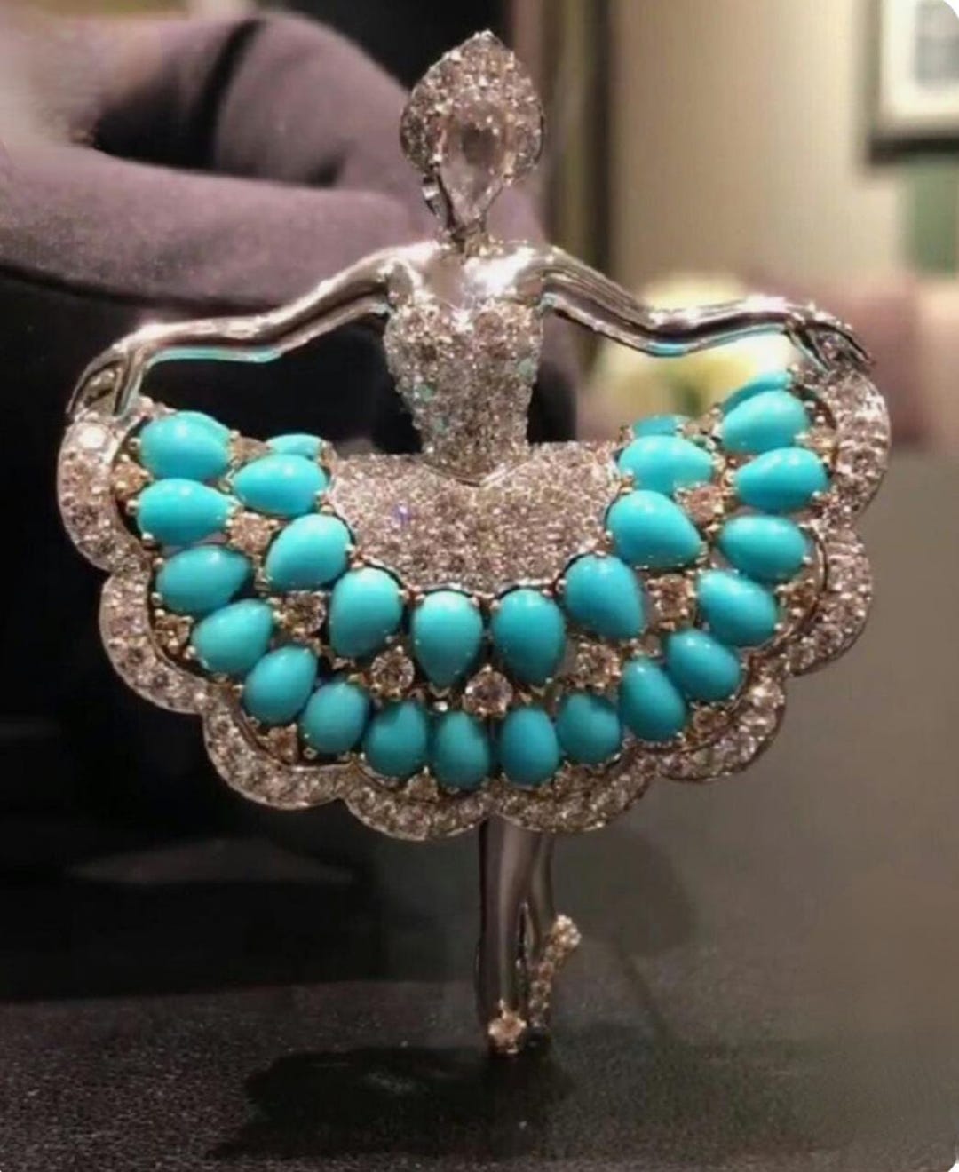 Delightful American Diamond and Turquoise Silver Handmade Ballerina ...