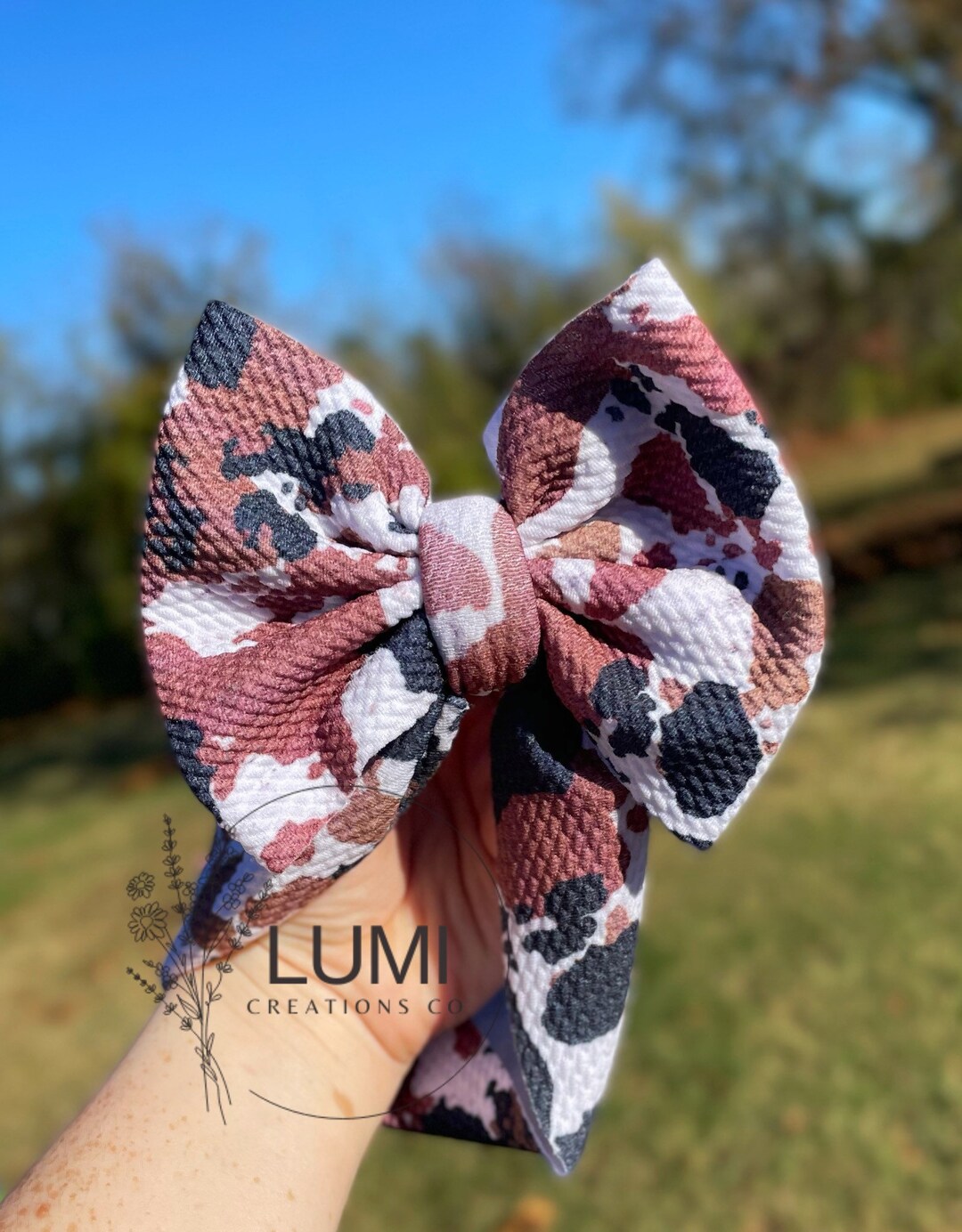 Western Cow Print Bow Black Brown Cow Spotted Bow Western Spotted Cow Bow Cow Spotted Bow - Etsy