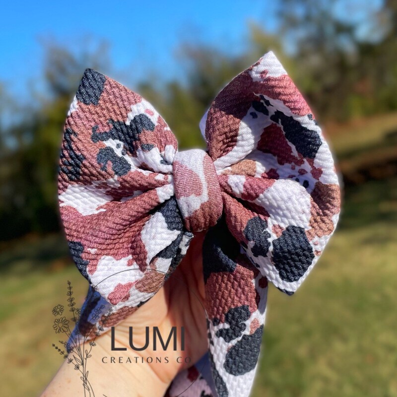 Cow Print Hair Bow - Etsy