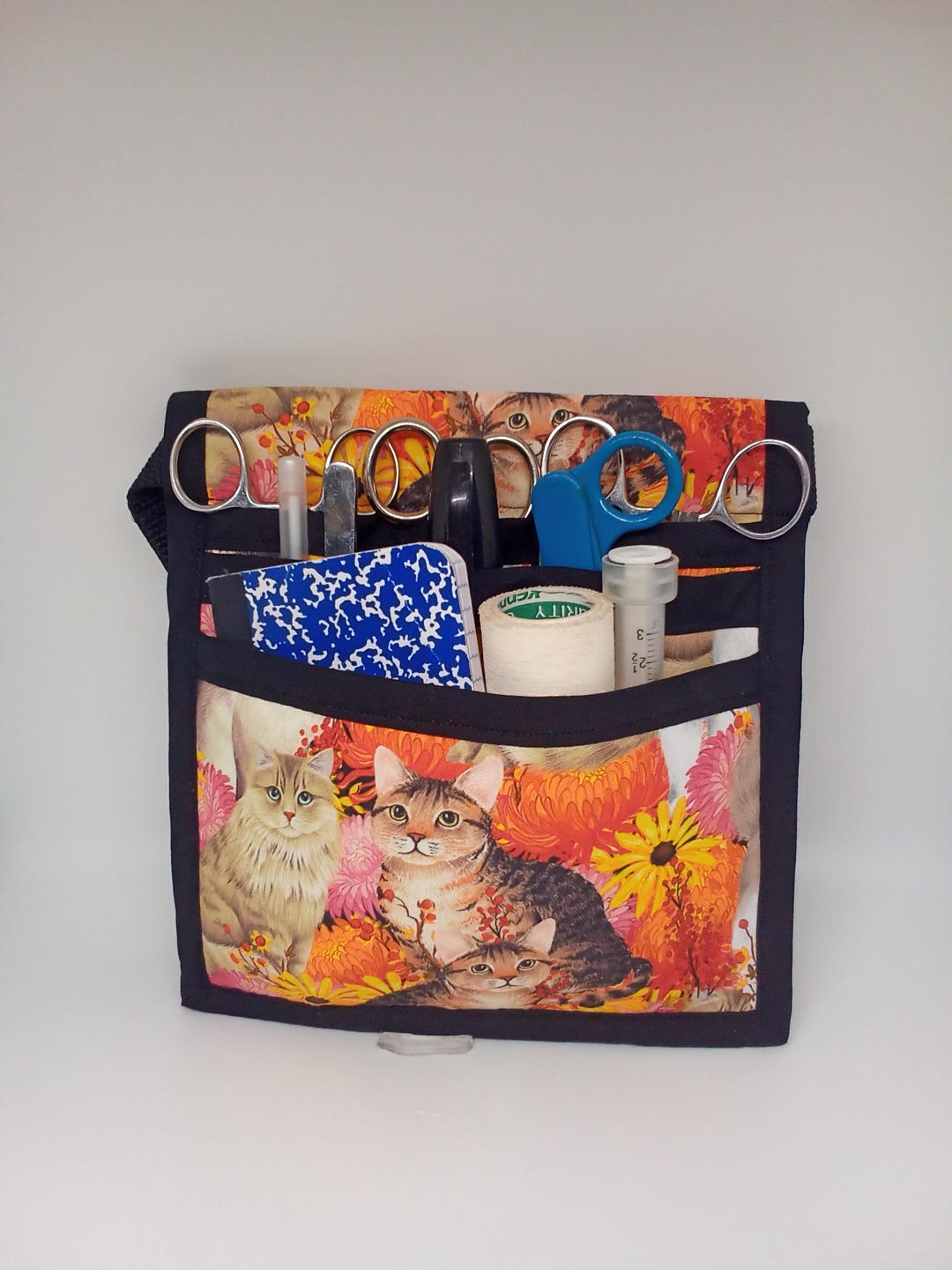 Cats,flowers, Hip Organizer, Vet Tech Pouch, Nurse Tool Holder, Fanny ...