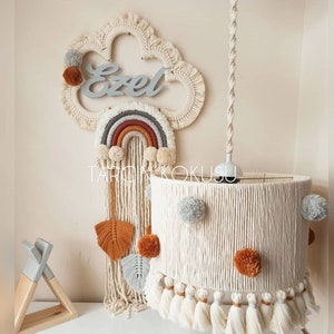 Macrame Chaindelier, Macrame Lamp, Nursery Chandelier, Baby Room Decor, Personalized Wall ...