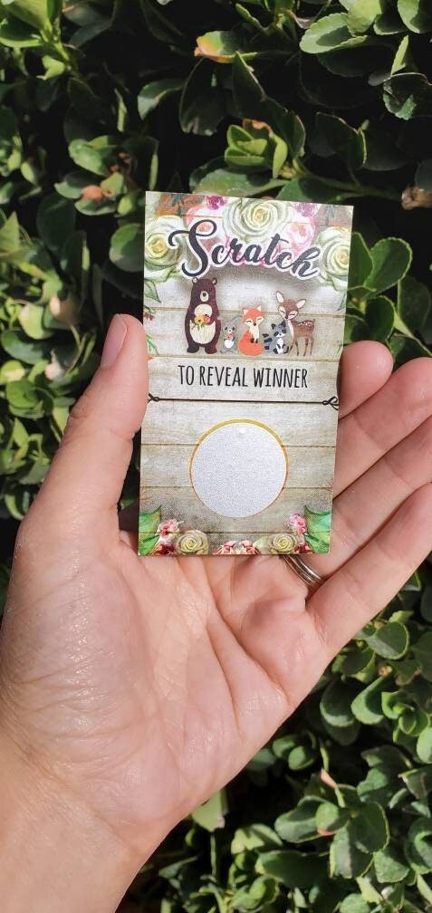 Woodland Party Scratch off Party Favor | Bridal Shower | Baby Shower ...