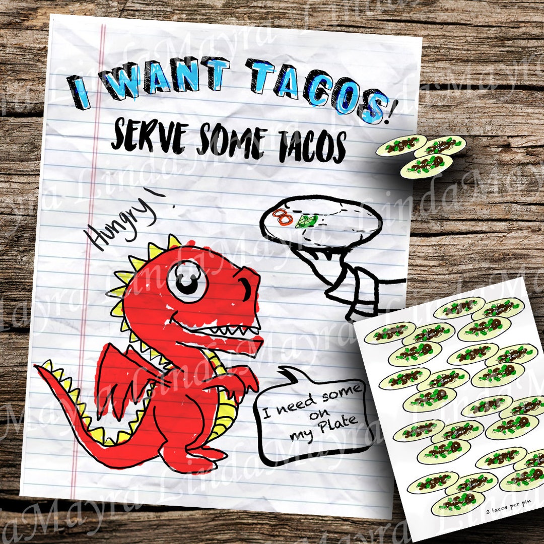 Digital Pin Game Dragon Love Tacos Instant Download - Etsy