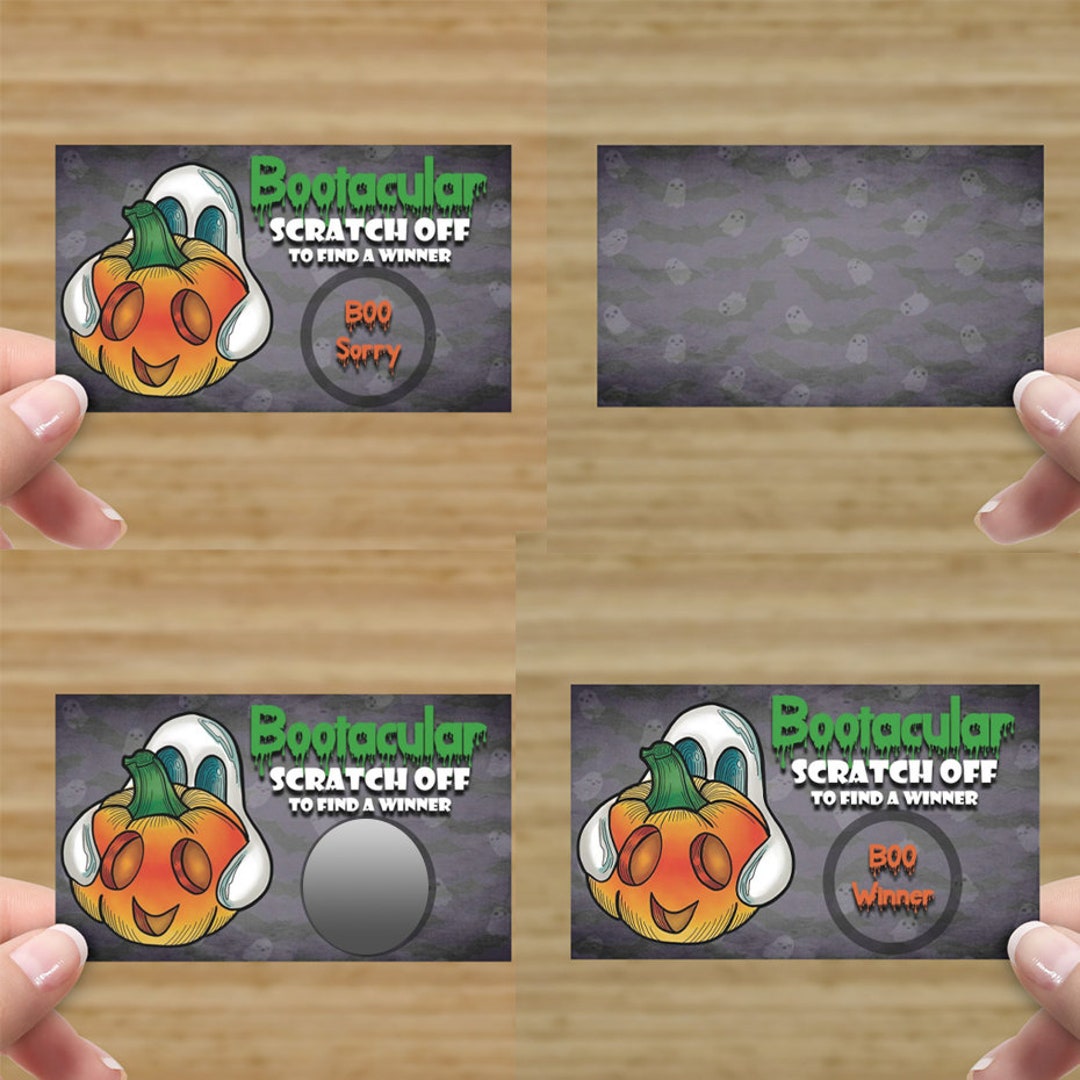 Cute Ghost Halloween Theme Scratch off Baby Shower Bridal Shower Game ...