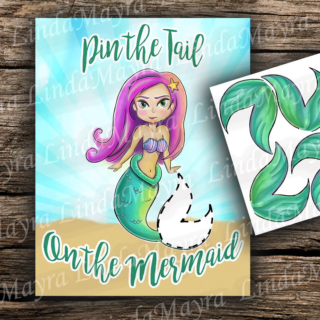 Digital Pin the Tail on the Mermaid Party Game Instant | Etsy