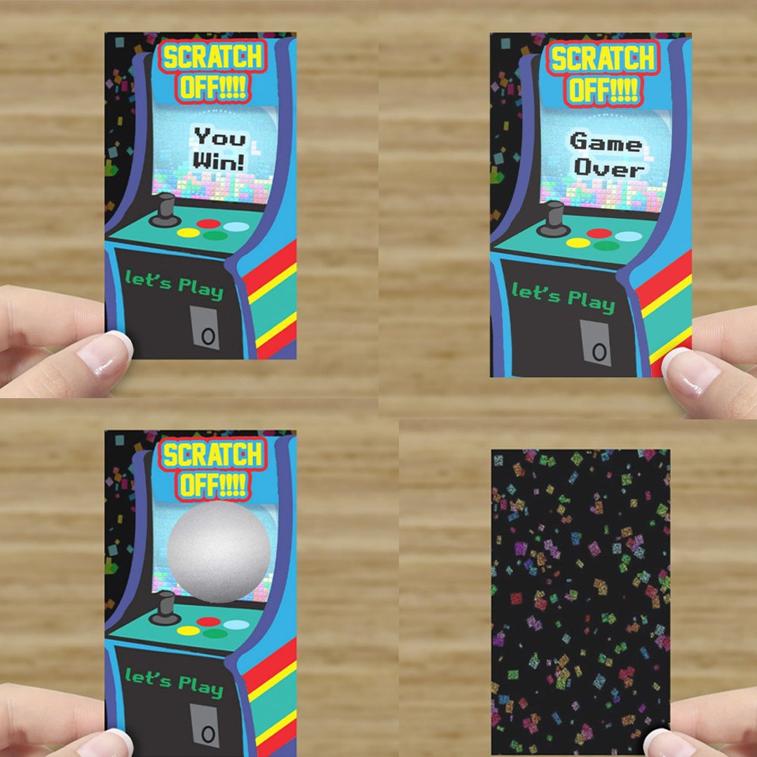 Retro Arcade Theme Scratch off Baby Shower | Bridal Shower Game ...