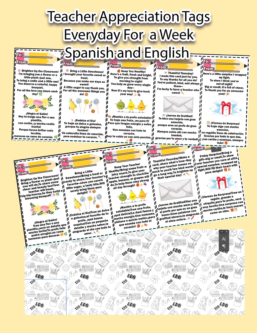 Teacher Appreciation Week Tags | Rhyming Poem Tags | Bilingual English ...