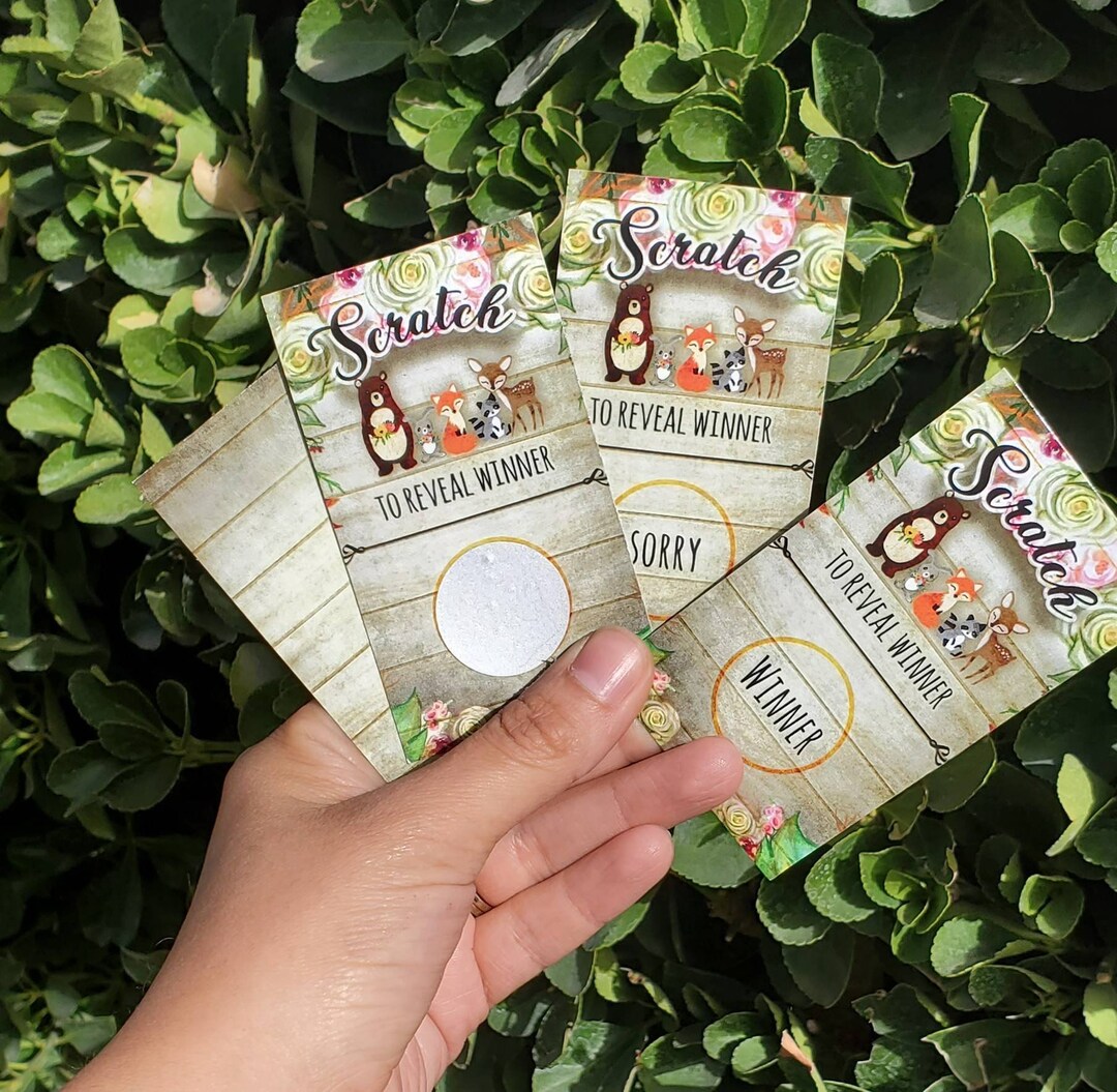 Woodland Party Scratch off Party Favor | Bridal Shower | Baby Shower ...