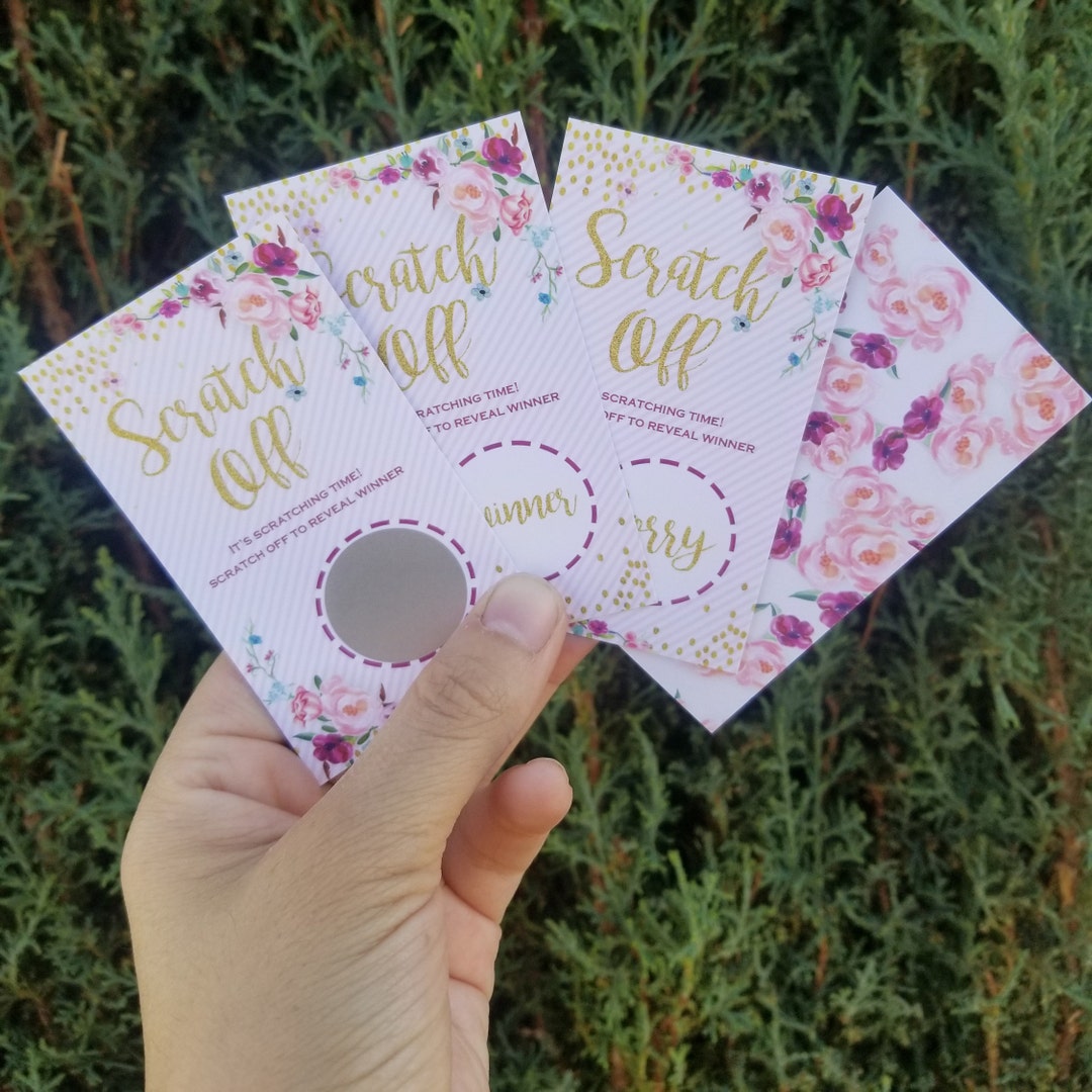 Floral Pink Party Favor Baby Shower Bridal Shower Game | Scratch Off - Etsy
