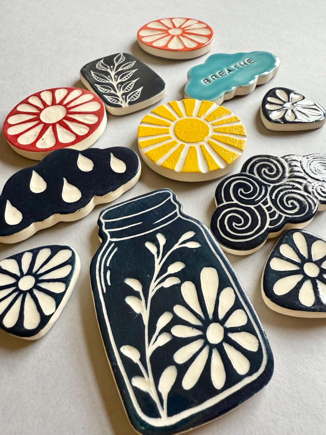Colorful Hand Carved Ceramic Refrigerator Magnet - Etsy