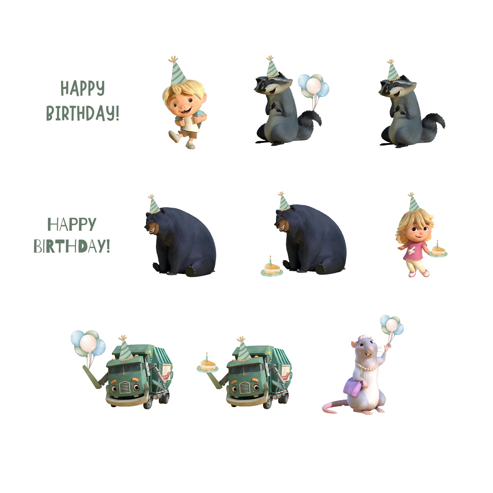 Trash Truck Cupcake Toppers, Netflix Trash Truck Characters, Cupcake ...
