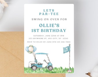 Let's Par-tee Birthday Party Invitation, Golf Theme, Customizable - Etsy