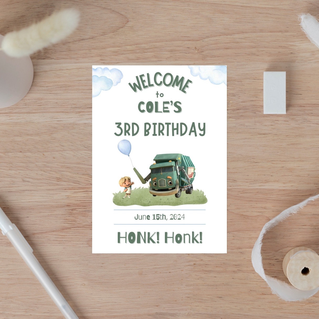 Trash Truck Netflix Birthday Sign, Kids Party Welcome Sign, Trash Bash ...