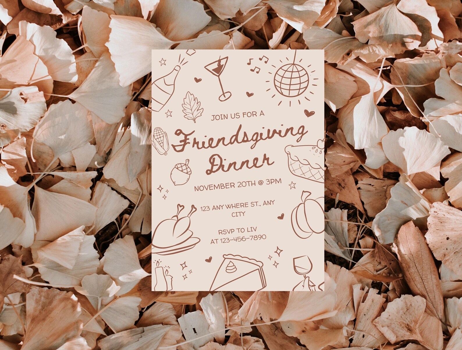 Hand Drawn Doodle Friendsgiving Invitation Thanksgiving Potluck Invite ...