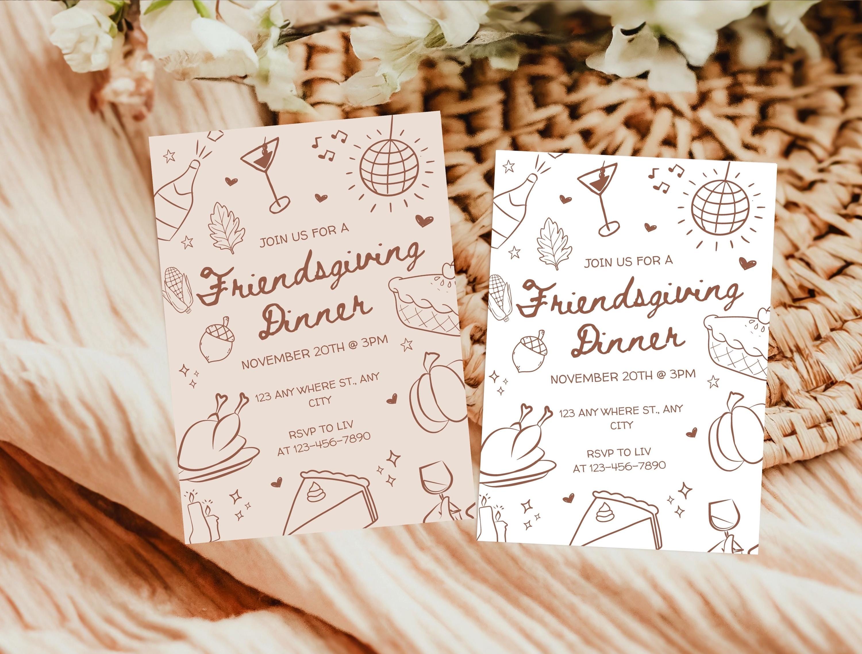 Hand Drawn Doodle Friendsgiving Invitation Thanksgiving Potluck Invite ...