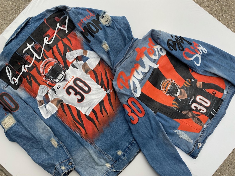 Custom Hand Painted Football Jacket for Girlfriend, Wife, Family ...