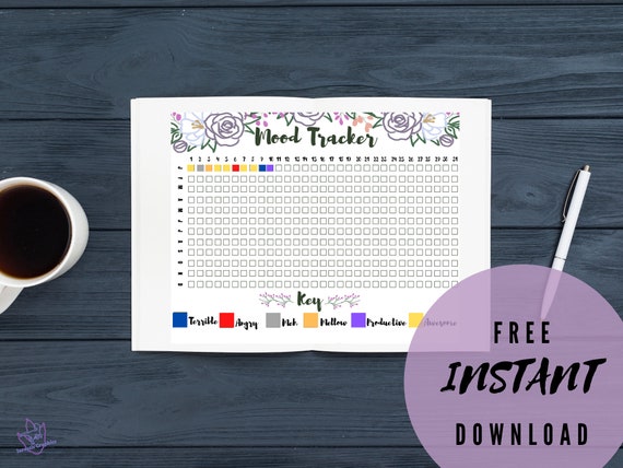 Floral Mood Tracker Bullet Journal Insert - Etsy