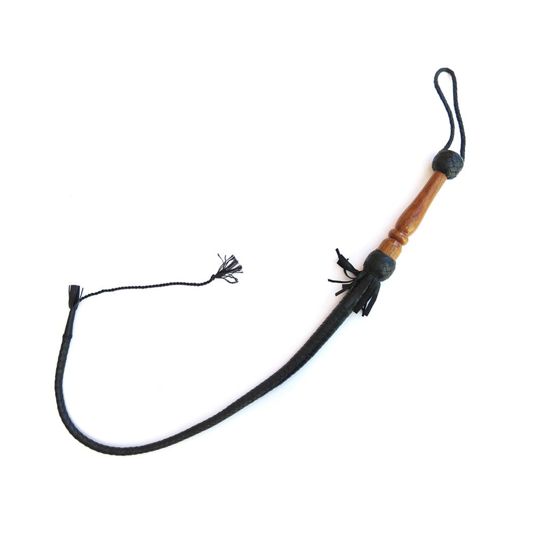 Leather Bullwhip With Wooden Handle, Single Tail Whip With Balanced ...