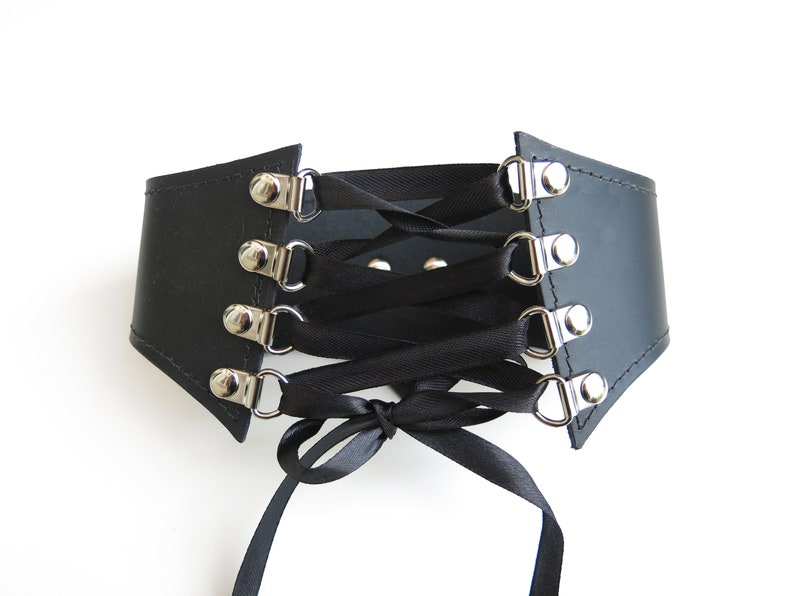 Posture Collar BDSM Choker in Leather with Black Satin | Etsy