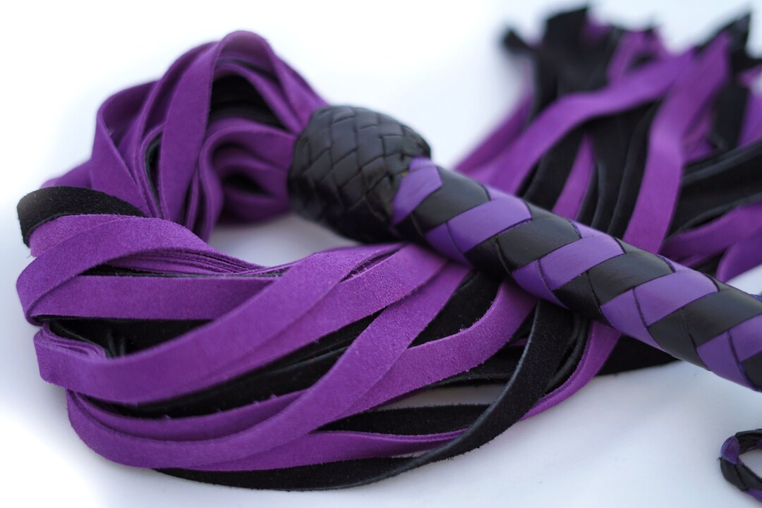 Purple Suede Flogger in Genuine Leather, Thuddy Mop Flogger With 40 ...