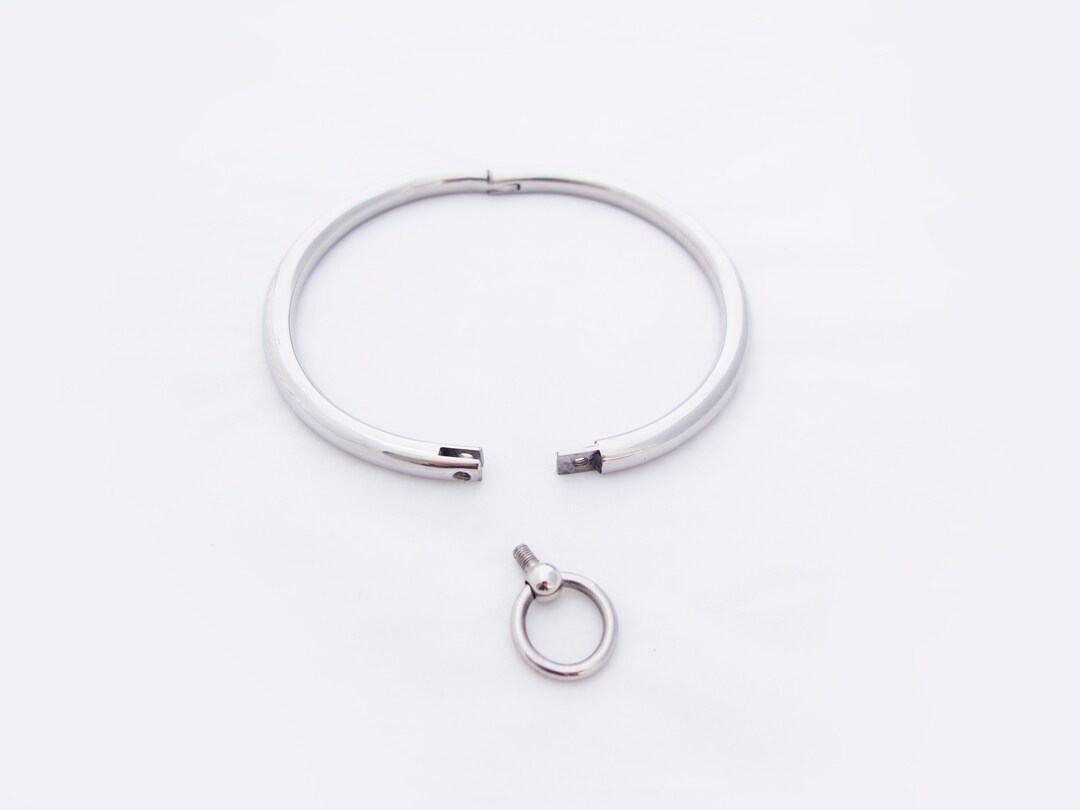 Eternity Collar in Surgical Steel With Screw on O Ring - Metal BDSM Day ...
