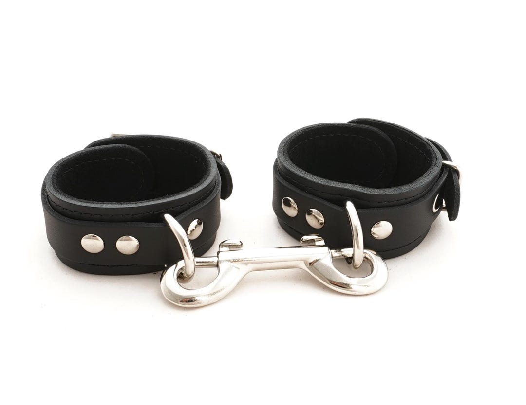 Leather Bondage Cuffs for Wrists or Ankles, Premium Leather, Slender ...