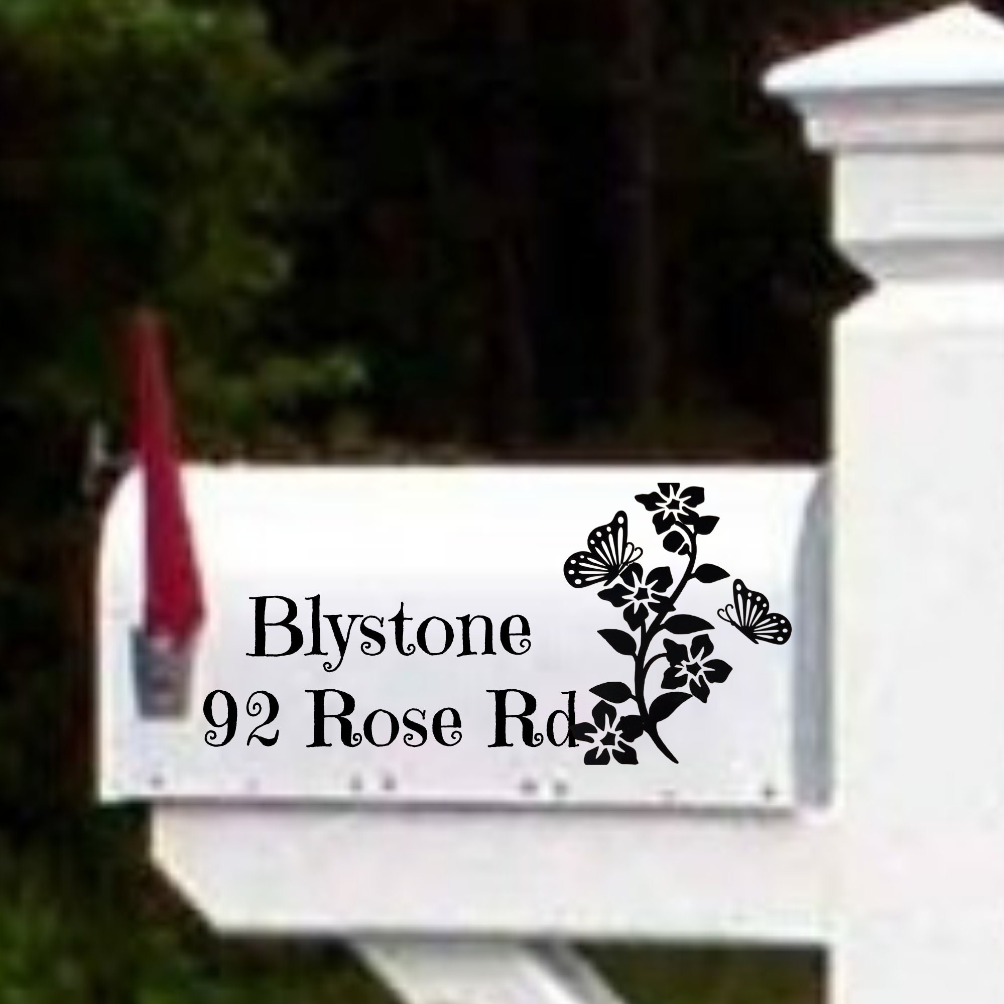 Butterfly, Flowering Vine Mailbox Decal - Etsy