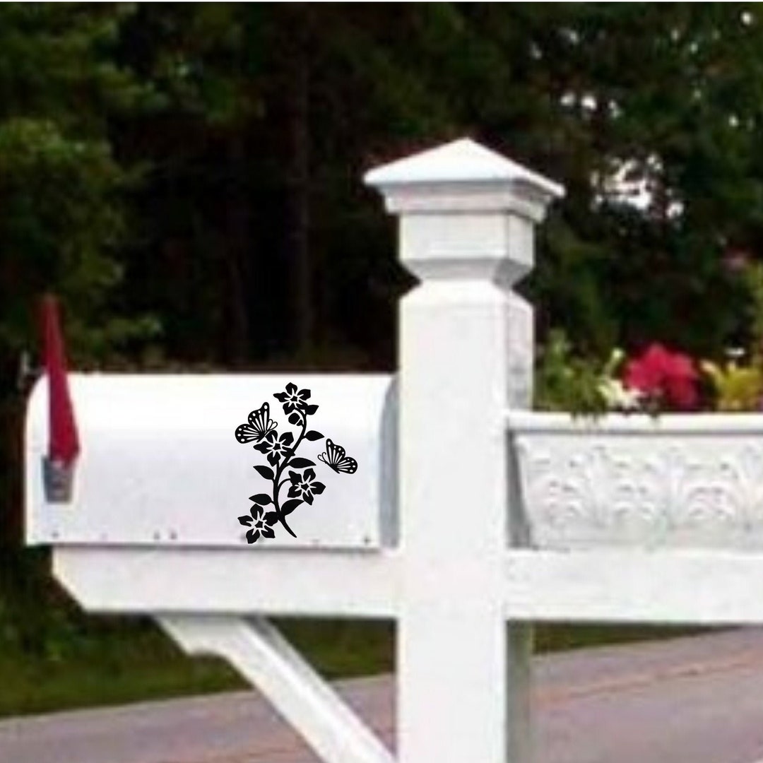 Butterfly, Flowering Vine Mailbox Decal - Etsy