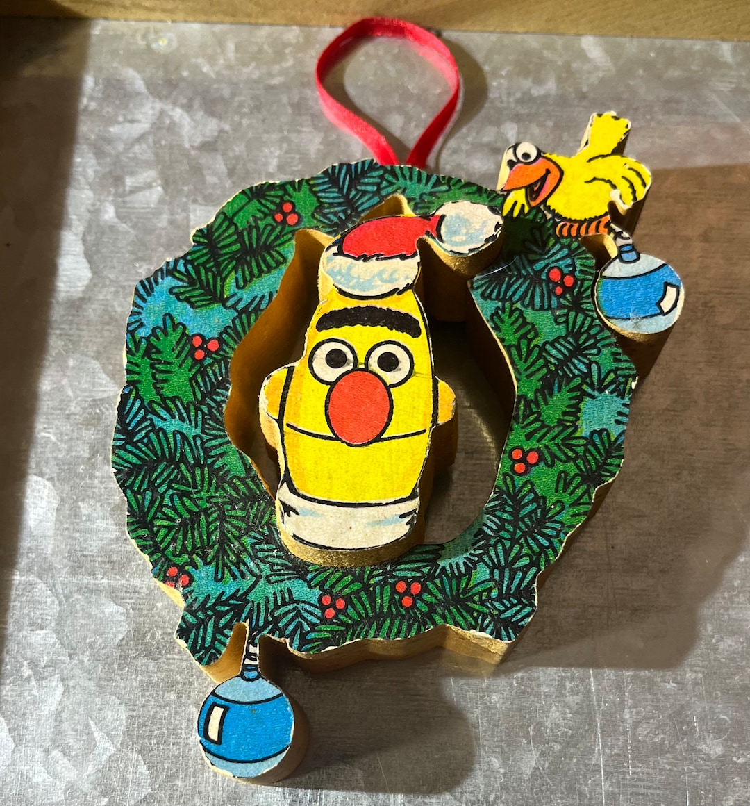 Vintage Sesame Street Burt Wooden Wreath Ornament - Etsy