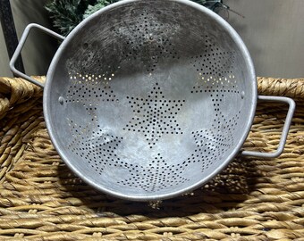 Vintage Aluminum Star Colander, Strainer. Star Punched Tin Colander ...