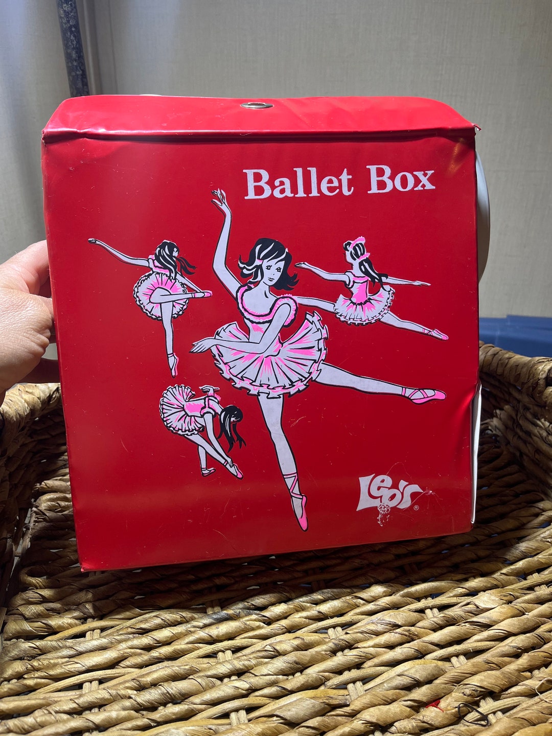 Vintage Ballerina, Ballet, Shoebox, Red Vinyl Tote, Shoulder Bag With ...