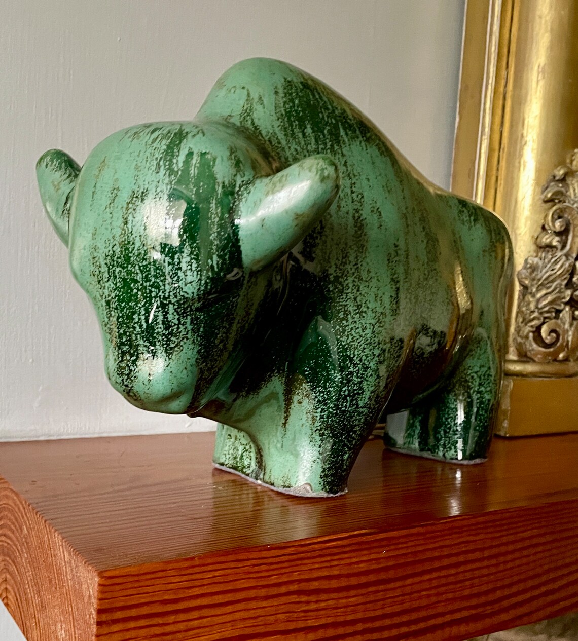 Otto Keramik Vintage XL Bison Bull Lava Glaze Turquoise Ceramic Pottery ...