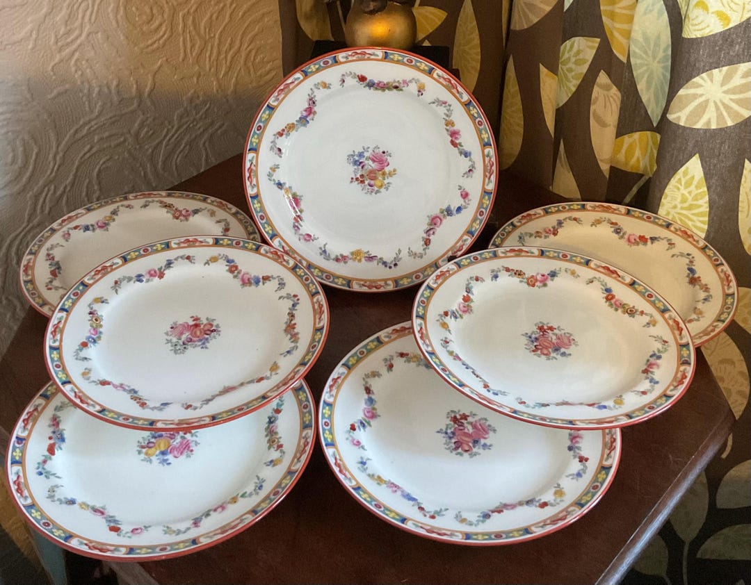 Antique MINTON ROSE Bone China Salad - Luncheon - Dessert Plates X 8 ...