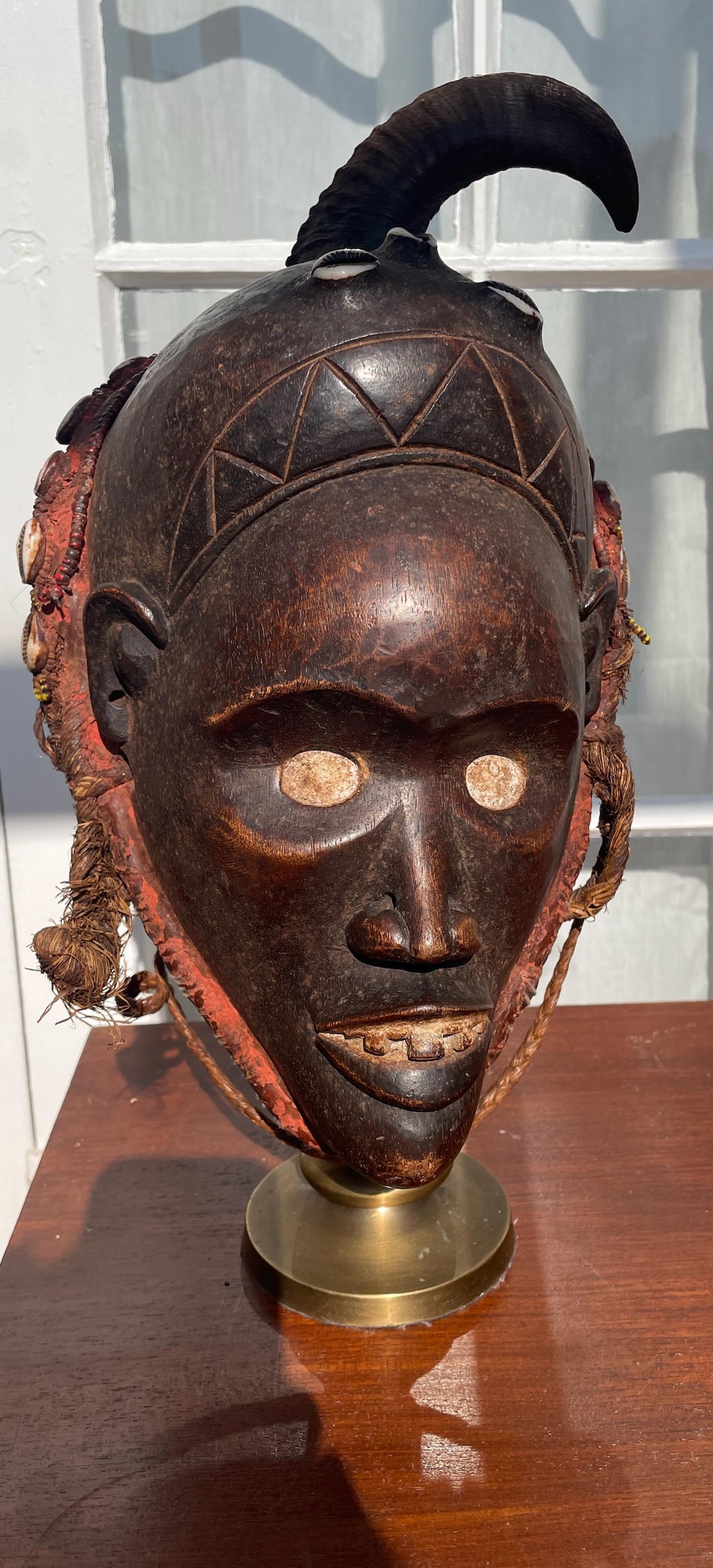 Antique Yoruba Tribal Mask: Horned Benin Art With Cowrie Shells - Etsy