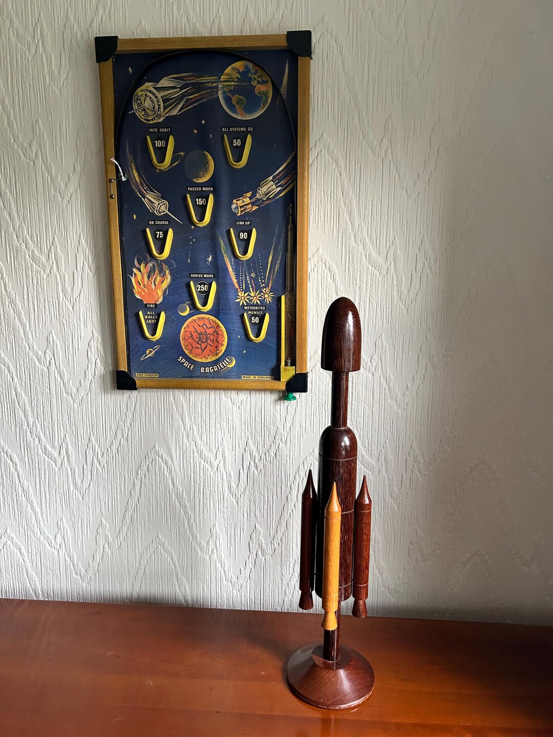 Soviet Mid Century Folk Art Scratch Built Wooden Model Rocket Vintage ...