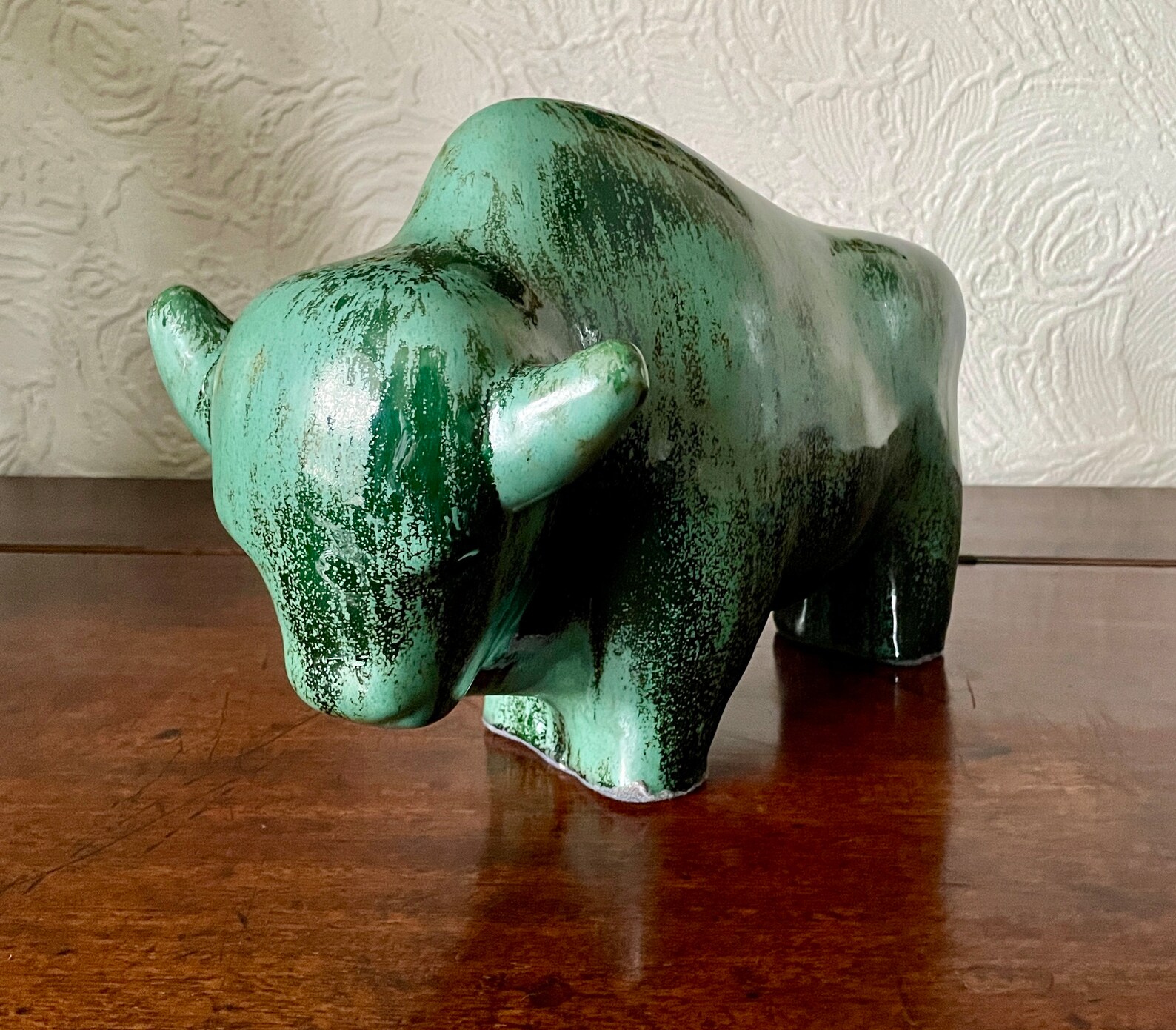 Otto Keramik Vintage XL Bison Bull Lava Glaze Turquoise Ceramic Pottery ...