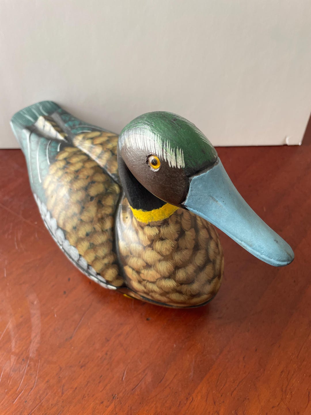 Large Hand Carved and Painted Wooden Decoy Duck. Opens up for Storage ...